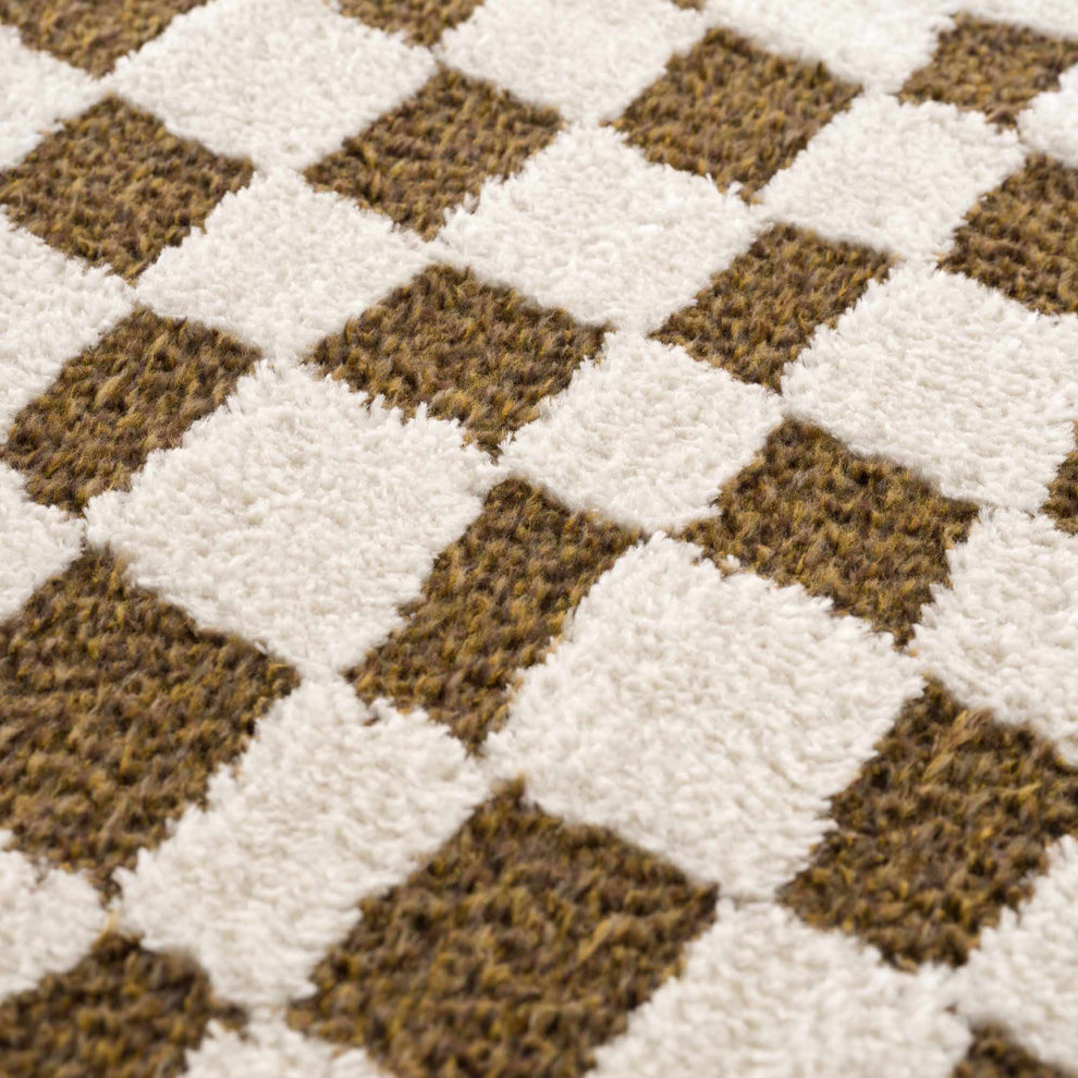 Lajos Brown Checkered Shag Rug – Lumberjack Direct, LLC
