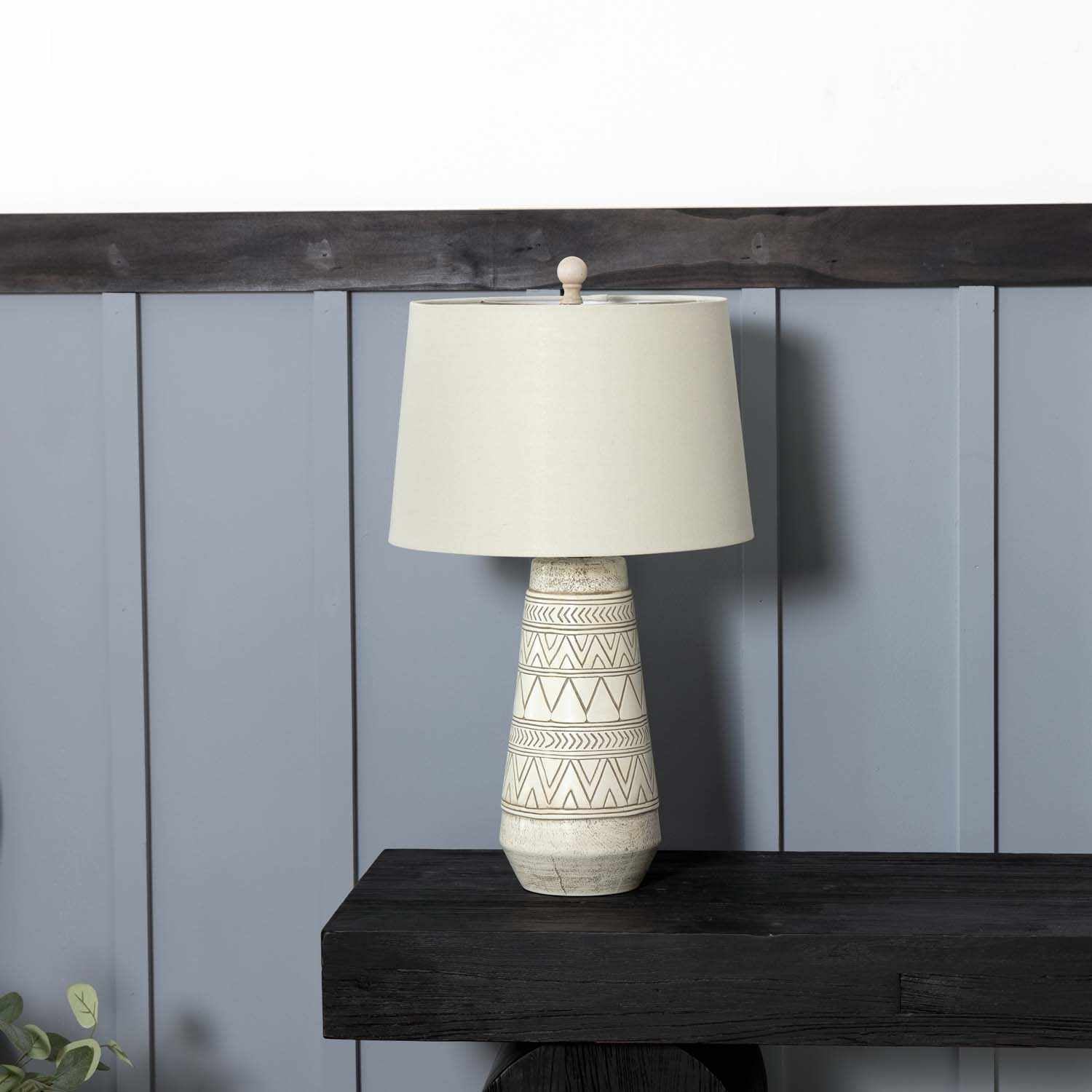 Tan and Cream Resin Lamp with White Linen Table Lamp – Lumberjack ...